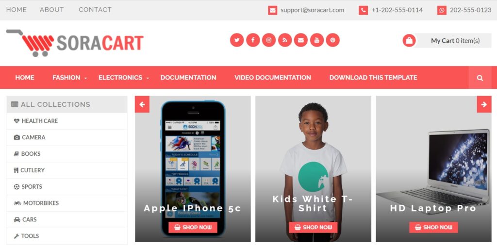 Sora Cart Blogger Template Free Download to Make Online Store