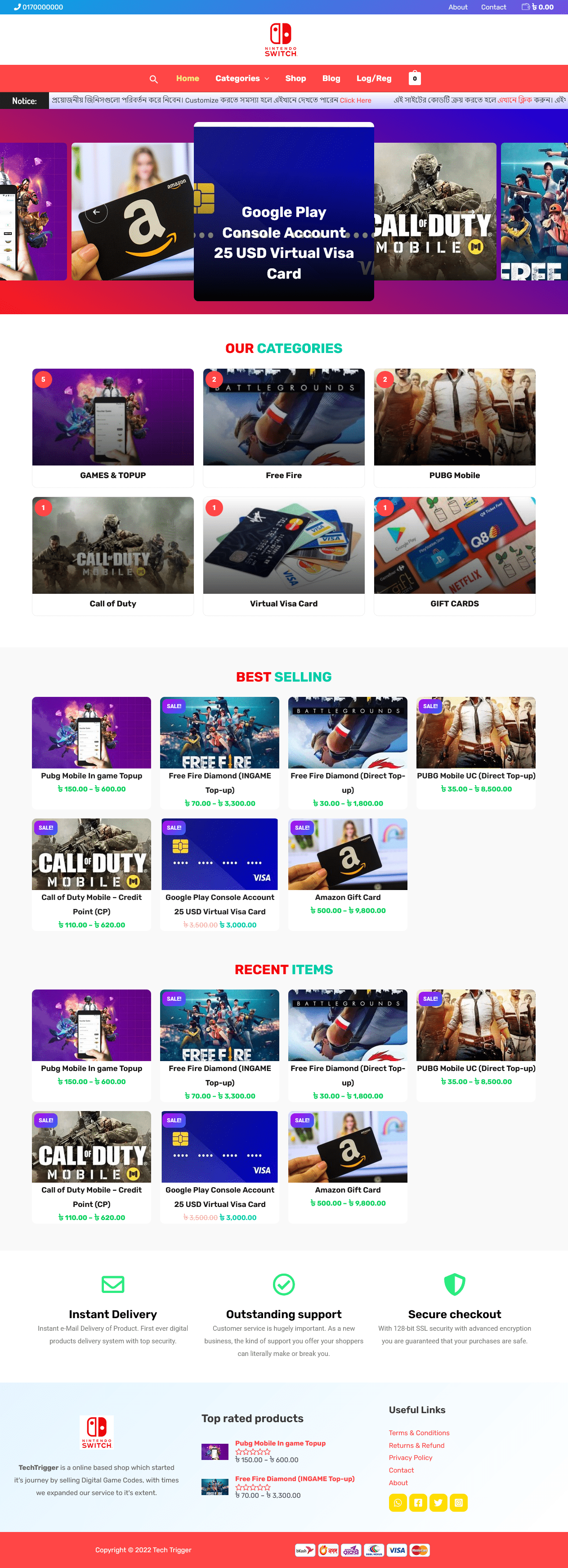 (Demo-2) Gaming TopUp, Visa &, Gift Card Selling Ready Made Website Code