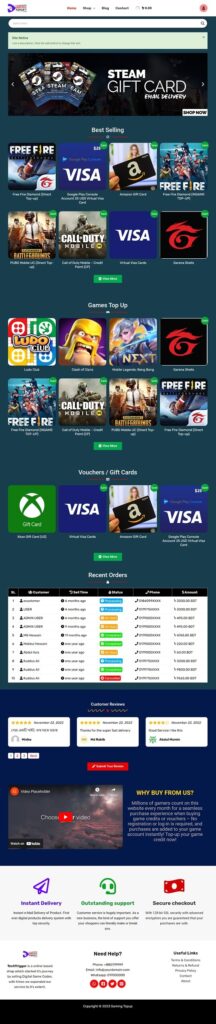 (Demo-5) Games TopUp, Visa, Gift Card, Digital Product Selling Website Code