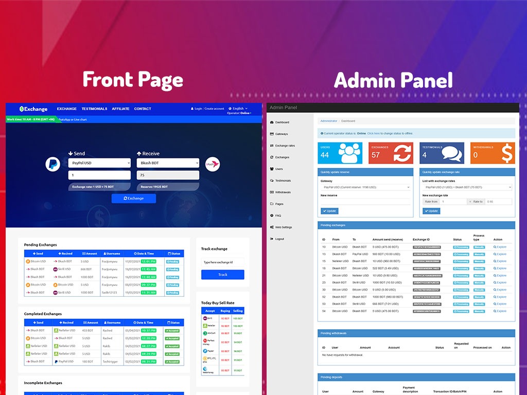 The Best Dollar Buy SELL PHP Script | Money Exchanger (Blue-Demo ...